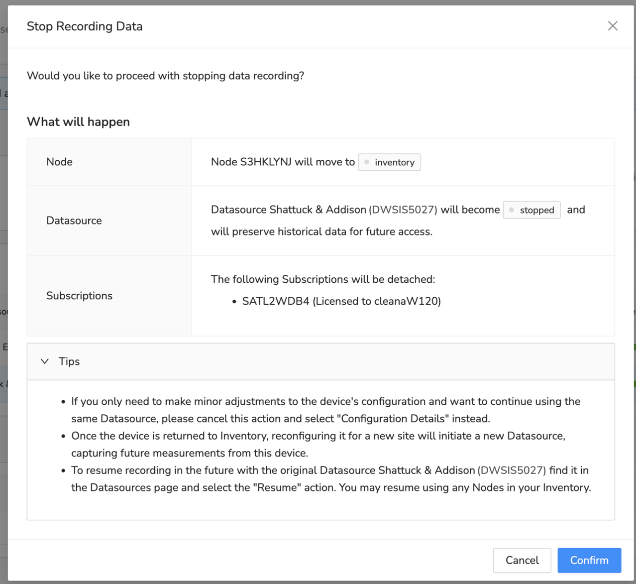 Node Management on Dashboard