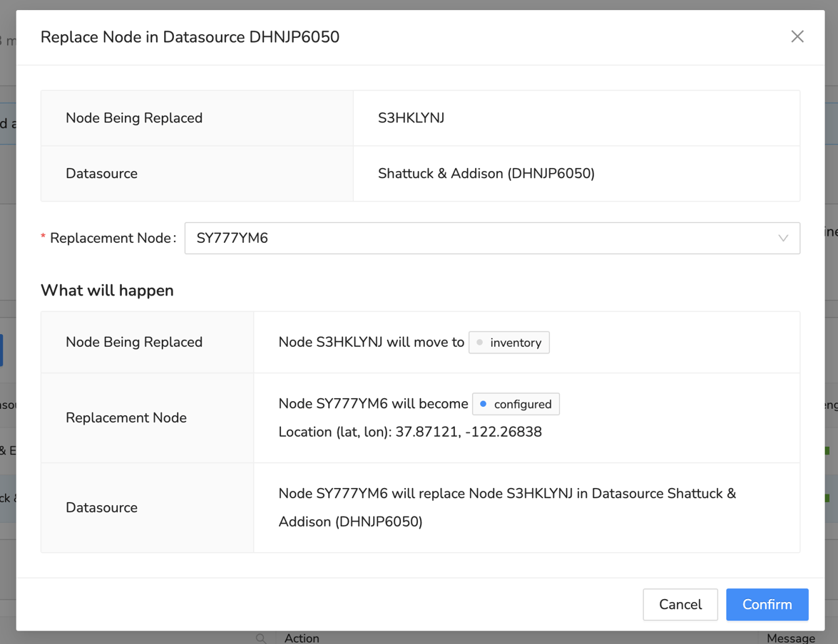 Node Management on Dashboard
